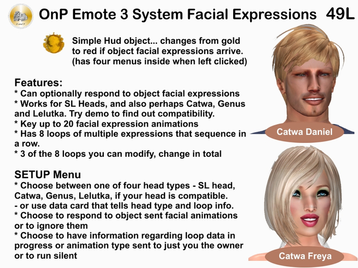 Second Life Marketplace - OnP emote 3 DEMO facial expressions